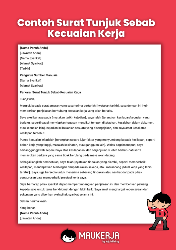 Contoh Surat Tunjuk Sebab Kecuaian Kerja [Format Terkini]